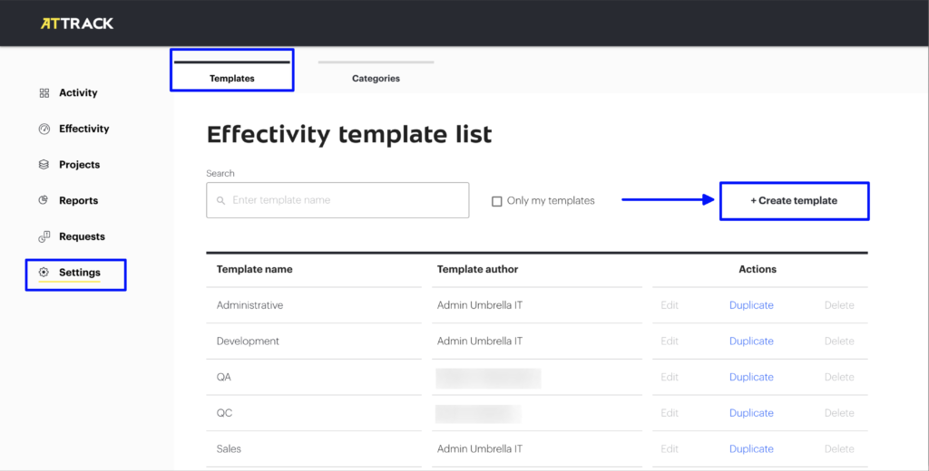 Create an effectivity template – AtTrack